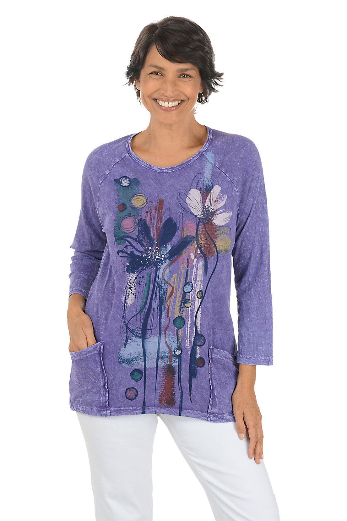 Lillian Mineral Wash Double Pocket Knit Top