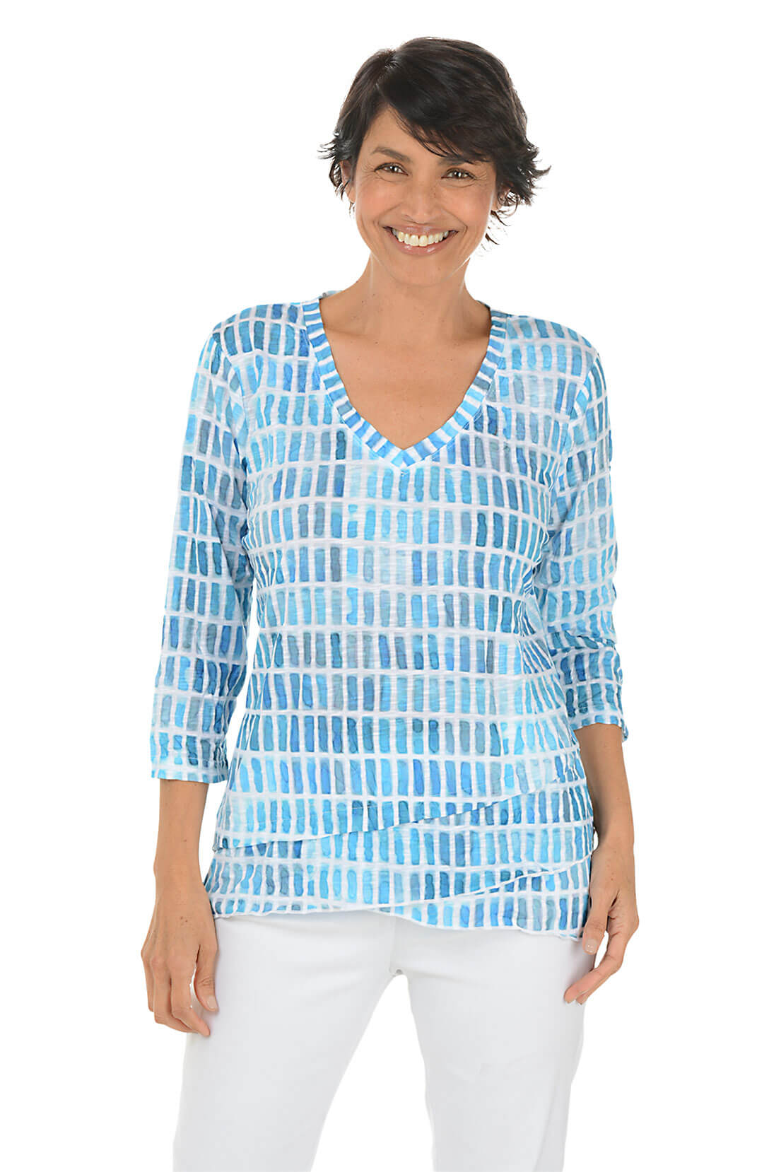 Turquoise Gradient Criss Cross Tunic | Tango Mango