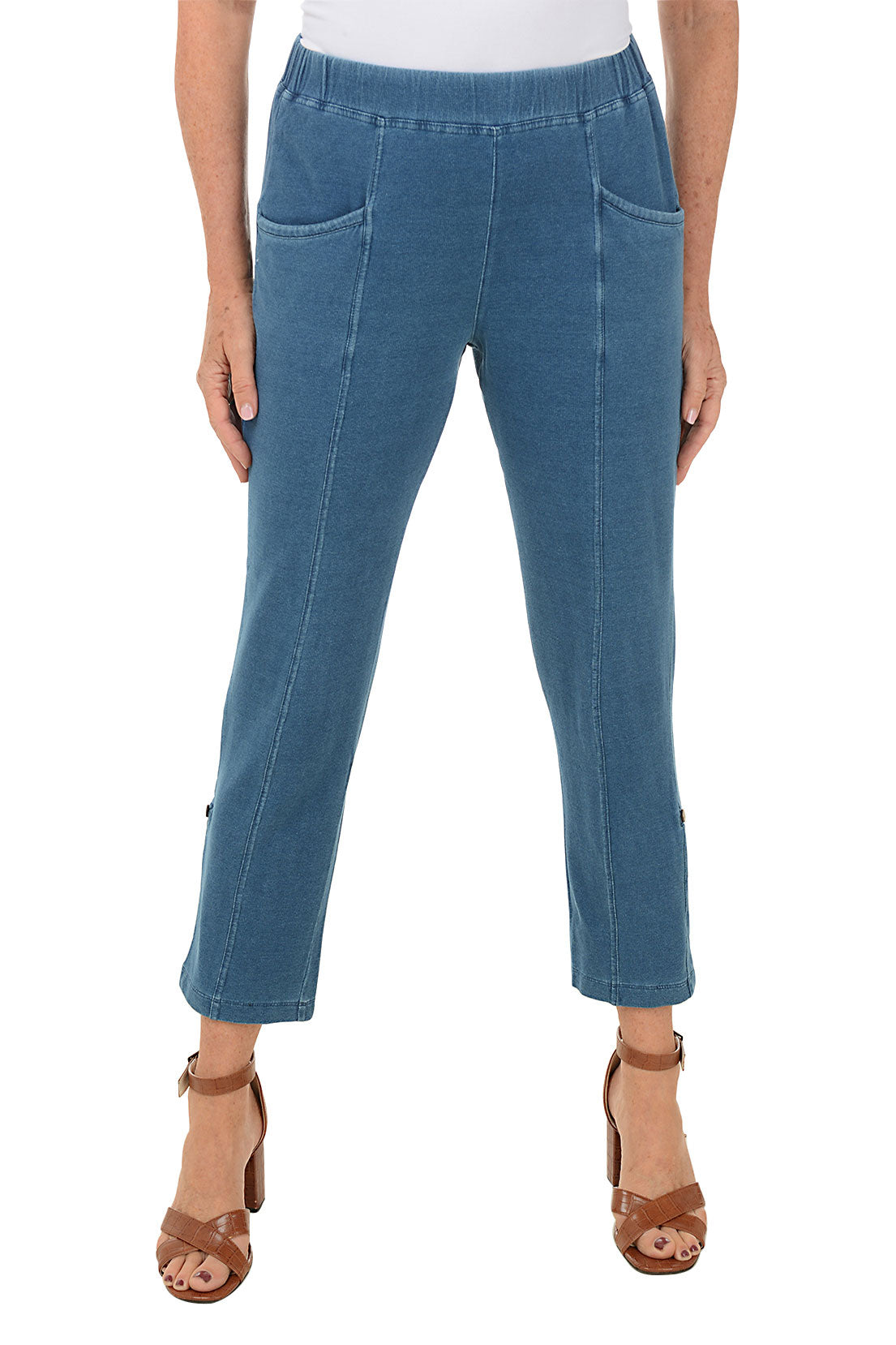 Denim Terry Roll Tab Relaxed Ankle Pant | Wild Palms