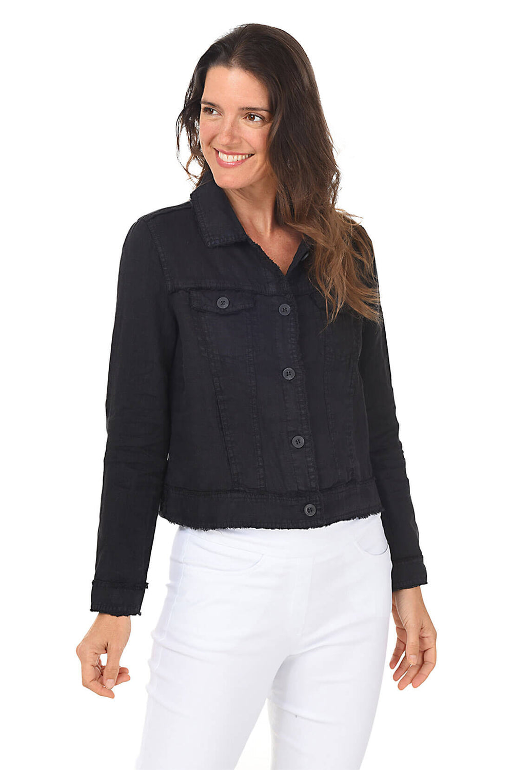 Women's 100% Linen Button Front Jacket | Travel-Friendly Resort Wear
