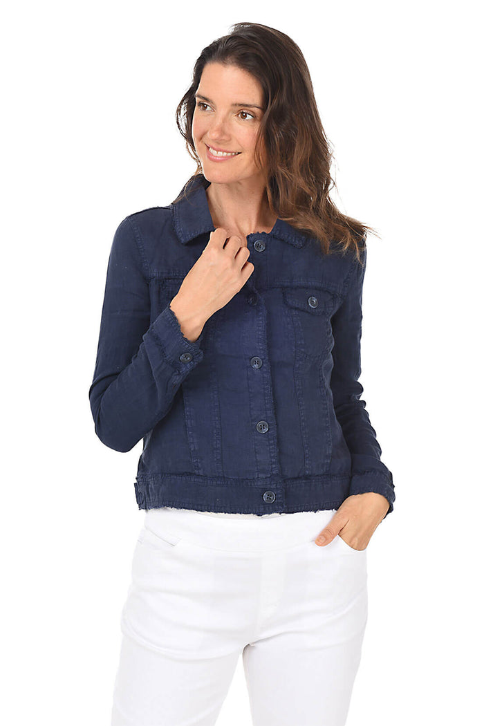 Women's 100% Linen Button Front Jacket | Travel-Friendly Resort Wear