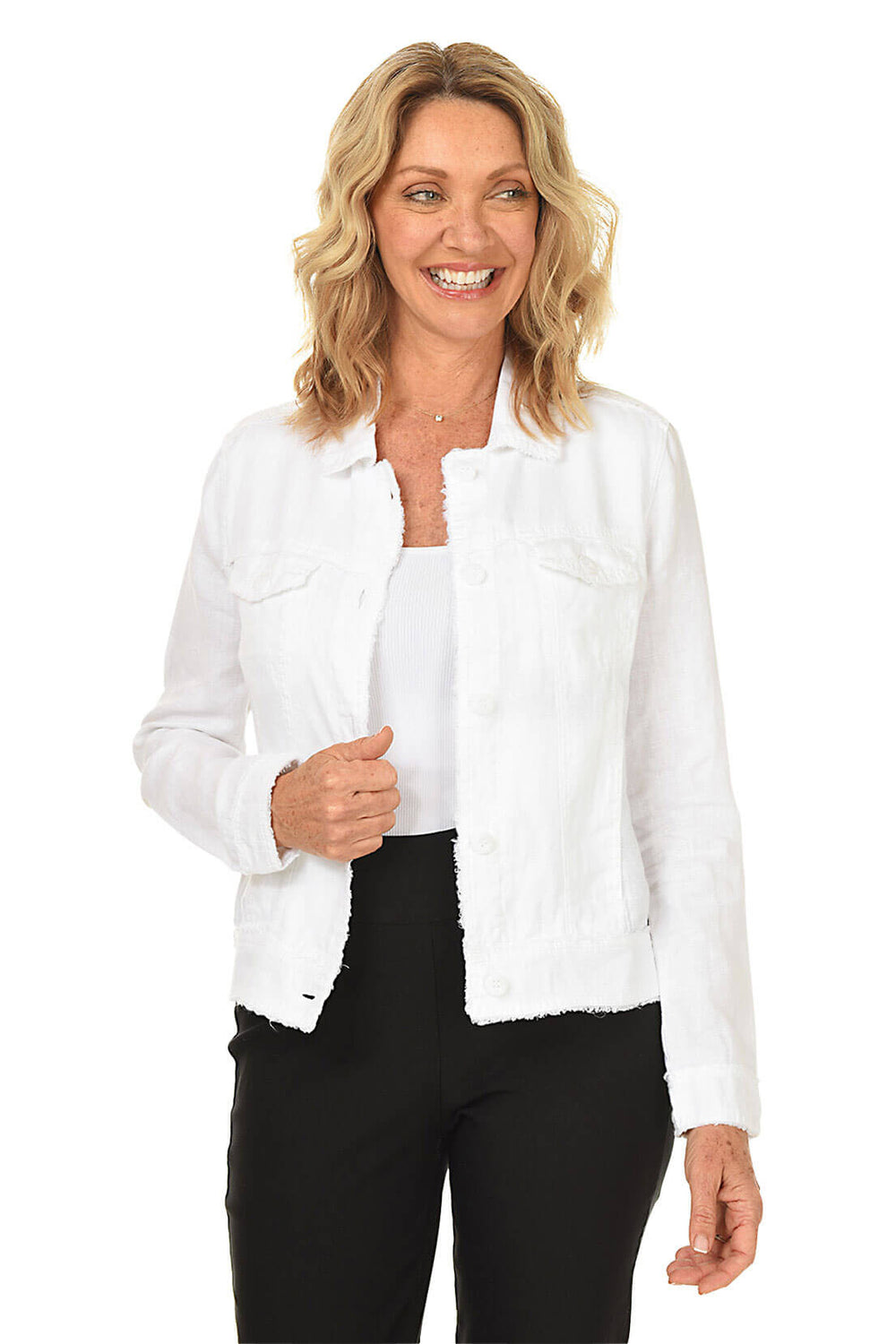 Women's 100% Linen Button Front Jacket | Travel-Friendly Resort Wear